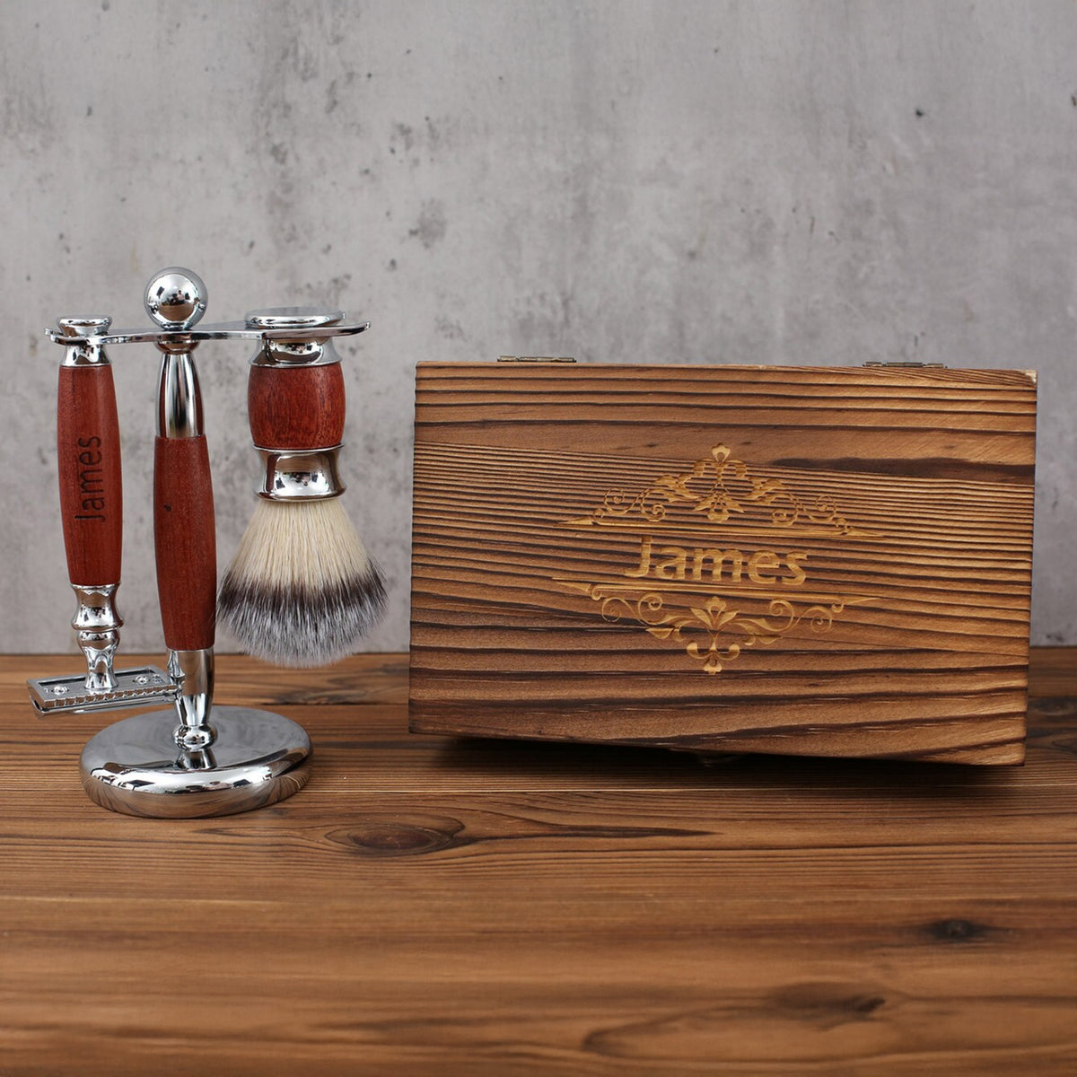Personalized Wooden Razor, Groomsmen Gift Set, Safety Razor with Shavi ...
