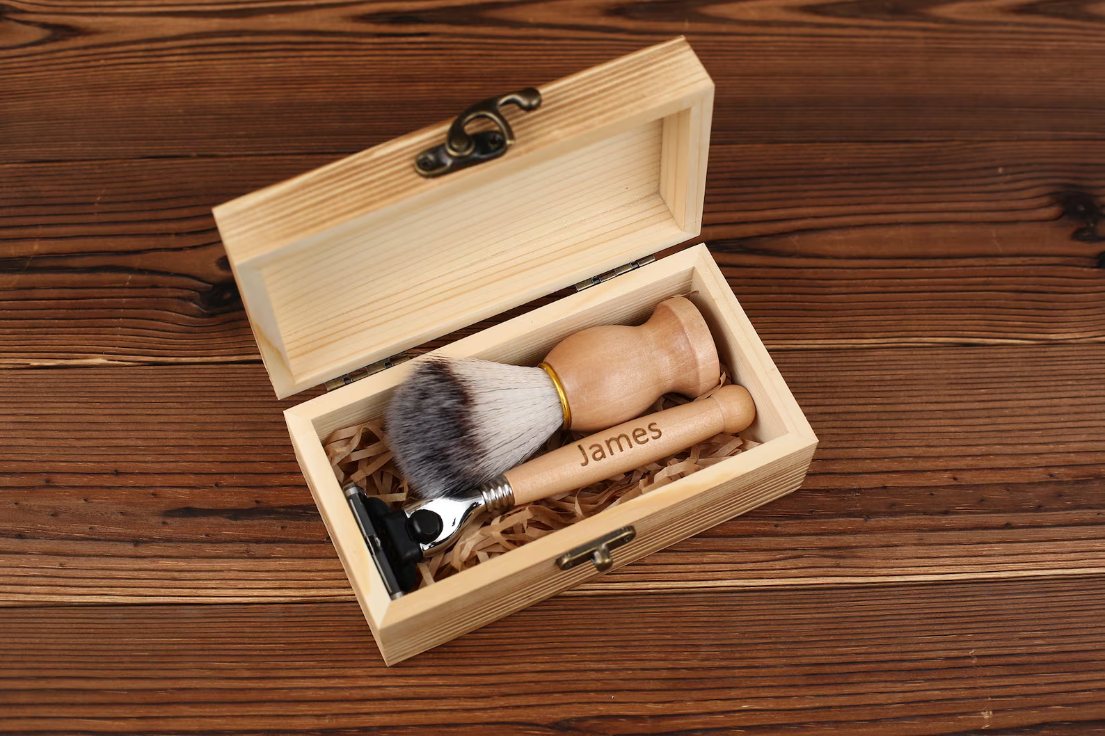 Personalized Razor with Wooden Handle, Shaving Brush, Safety Razor for ...