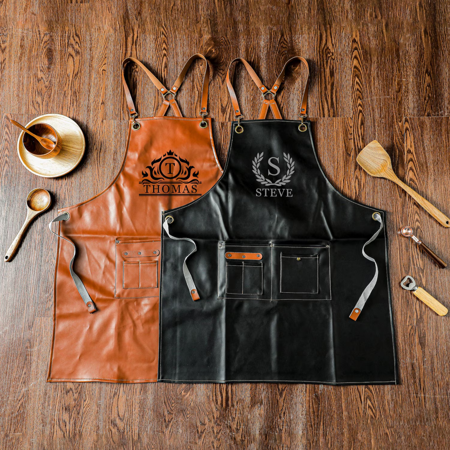 Personalized Vegan Leather Apron, Custom Groomsmen Gifts, Engraved Apr ...